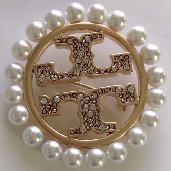 Tory Burch | Jewelry | Tory Burch Gold Miller Pave Pearl Brooch | Poshmark
